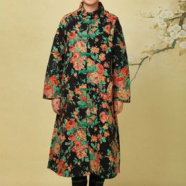 Casual Thick Chinese Padded Jacket , Long Chinese Embroidered Coat For Spring