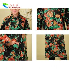 Casual Thick Chinese Padded Jacket , Long Chinese Embroidered Coat For Spring