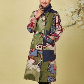Women Embroidered Cotton Padded Coat , Long Traditional Chinese Winter Clothing