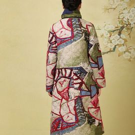 Women Embroidered Cotton Padded Coat , Long Traditional Chinese Winter Clothing