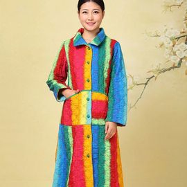 Ladies Thick Chinese Style Winter Coats Floral Pattern With Mandarin Collar