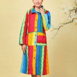 Ladies Thick Chinese Style Winter Coats Floral Pattern With Mandarin Collar