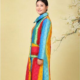 Ladies Thick Chinese Style Winter Coats Floral Pattern With Mandarin Collar