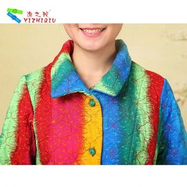 Ladies Thick Chinese Style Winter Coats Floral Pattern With Mandarin Collar