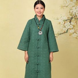 Elegant Cotton Long Embroidered Coat , Traditional Chinese Jacket Women
