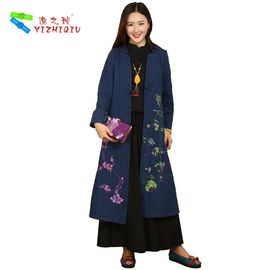 No Hooded Embroidered Winter Coats Traditional Chinese Clothing Female