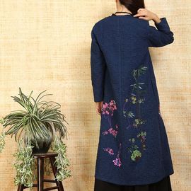 No Hooded Embroidered Winter Coats Traditional Chinese Clothing Female