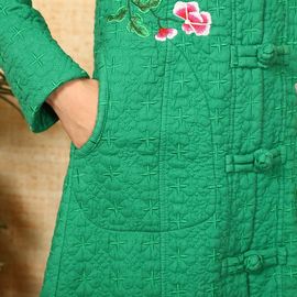 Ladies Cotton Vintage Chinese Embroidered Jackets Coat Mandarin Collar