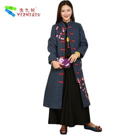 Comfortable Chinese Traditional Coat , Cotton Long Winter Coats For Ladies