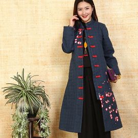 Comfortable Chinese Traditional Coat , Cotton Long Winter Coats For Ladies