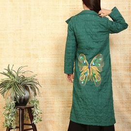 Ladies Vintage Chinese Embroidered Jackets Coat 100% Cotton Shell Material