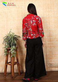 National Style Ladies Cotton Clothing Stand Collar Organic Cotton T Shirts