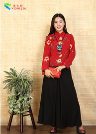 Embroidered Chinese Cheongsam Top , Floral Pattern Traditional Chinese Shirt