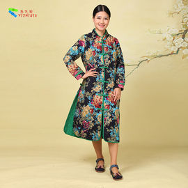 Buckle Ladies Traditional Chinese Padded Jacket With Split Cheongsam Type