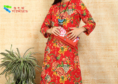 Red Cotton Long Sleeve Fancy Dresses