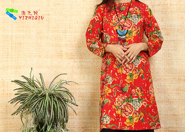 Red Cotton Long Sleeve Fancy Dresses