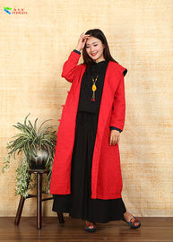 Custom Red Cheongsam Type Double Layer Coat Chineses Clothing With Hood