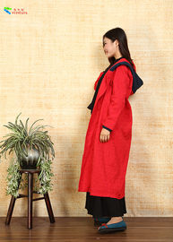 Custom Red Cheongsam Type Double Layer Coat Chineses Clothing With Hood