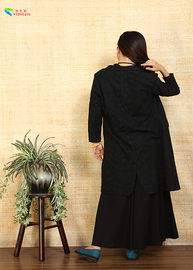Long Sleeves Black Chinese Style Ladies Jackets , Female Cotton Jacket Coat