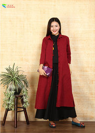 Burgundy Single - Breasted Double Layer Coat With Split For Autumn Clothing