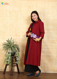 Burgundy Single - Breasted Double Layer Coat With Split For Autumn Clothing