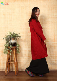 Buckle Double Layer Coat Red Hooded Cheongsam Type For Women Dress