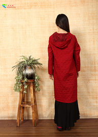 Buckle Double Layer Coat Red Hooded Cheongsam Type For Women Dress