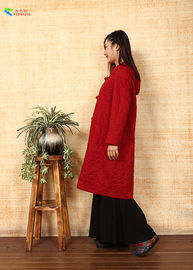 Buckle Double Layer Coat Red Hooded Cheongsam Type For Women Dress