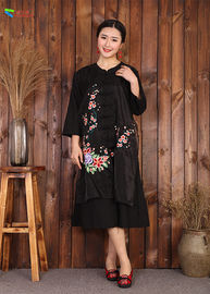 Summer Women Tulle Embroidered Cotton Dress With Cheongsam Type Buckle