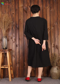 Summer Women Tulle Embroidered Cotton Dress With Cheongsam Type Buckle