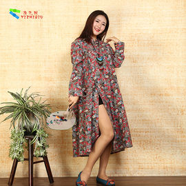 Ladies Long Sleeve Cotton Shift Dress Floral Loose Irregular Bottom Design