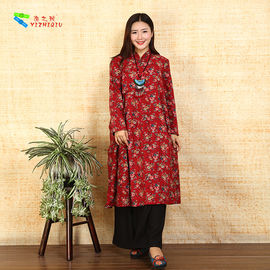 Red Prints Embroidered Chinese Style Dress