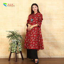 Red Prints Embroidered Chinese Style Dress