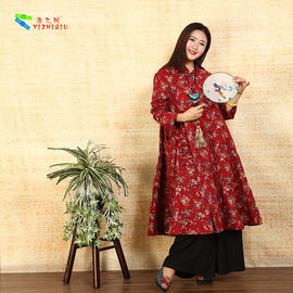 Red Prints Embroidered Chinese Style Dress