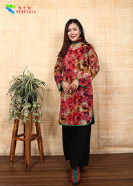 Vintage Warm Thick Winter Qipao Dress Cotton Padded , Quilting Embroidery Design