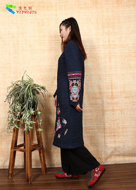 Ethnic Embroidery Cotton Winter Clothing Slim Cotton Padded Qipao With Long Sleeve