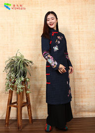 Ethnic Embroidery Cotton Winter Clothing Slim Cotton Padded Qipao With Long Sleeve