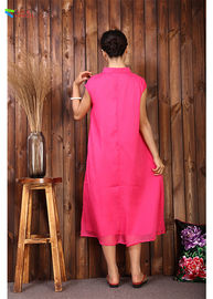 Pink Chinese Embroidery Dress , L XL XXL Cotton Sleeveless Maxi Dress