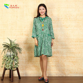Short Casual Ladies Long Sleeve Dresses Chinese Style Dish Buckle Design