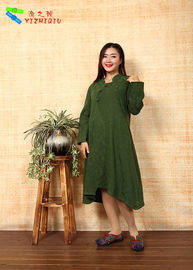 Cotton Chinese Style  Long Sleeve Maxi Dress