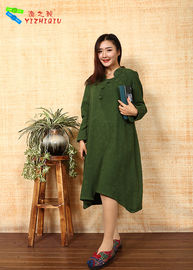 Cotton Chinese Style  Long Sleeve Maxi Dress