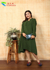 Cotton Chinese Style  Long Sleeve Maxi Dress