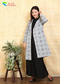 Gray Medium Ladies Casual Linen Blazer Chinese Costume , Cheongsam Style Split Design