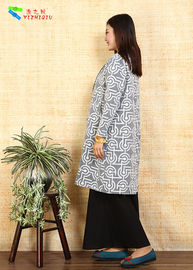 Gray Medium Ladies Casual Linen Blazer Chinese Costume , Cheongsam Style Split Design