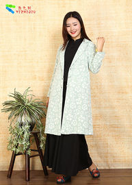 Mint Color Lapels Womens Linen Suits Clothing Knee Length Casual Long Blazer