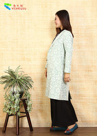 Mint Color Lapels Womens Linen Suits Clothing Knee Length Casual Long Blazer