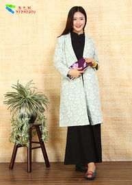 Mint Color Lapels Womens Linen Suits Clothing Knee Length Casual Long Blazer