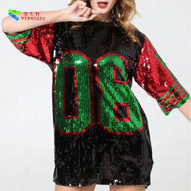 Silver Letter 08 Womens Sequin Clothing Half Sleeve Casual T - Shirt Dress