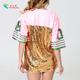 Silver Letter 08 Womens Sequin Clothing Half Sleeve Casual T - Shirt Dress