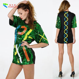 Oversize Womens Glitter Clothes / Women Sequin Party Dresses Hip Pop Style